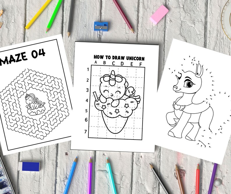 Unicorn Activity Book for Kids: 340 Printable Unicorn Coloring - Etsy