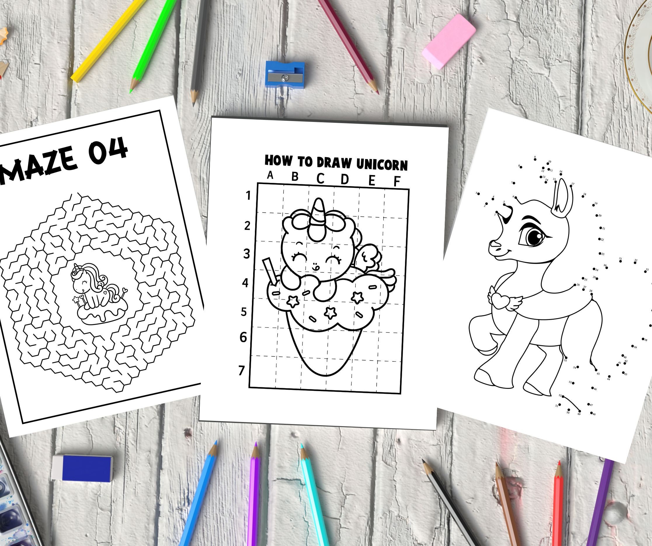 Unicorn Activity Book for Kids: 340 Printable Unicorn Coloring Pages ...