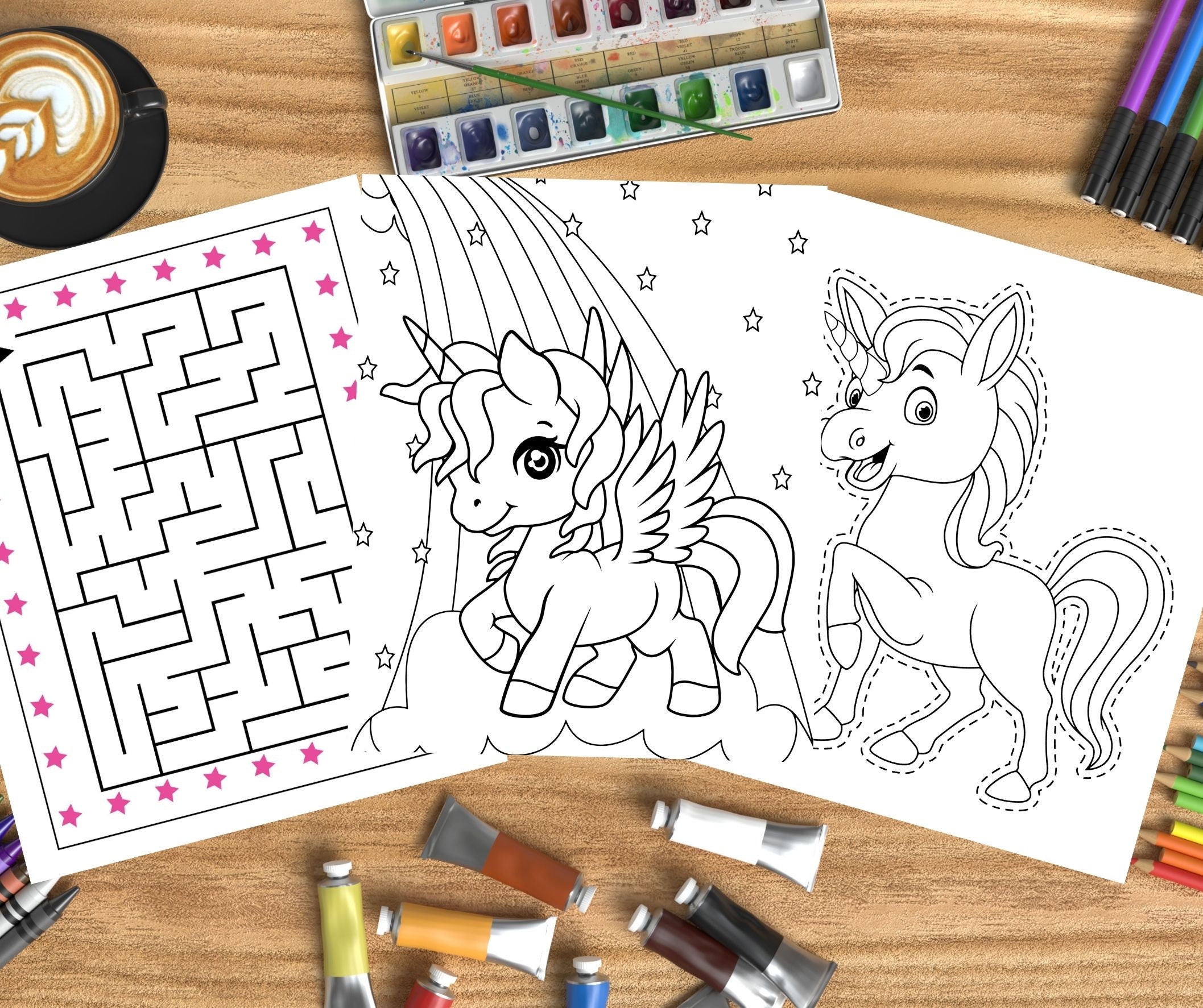 240 Unicorn Activity Pages for Kids: Coloring Book, Mazes, Dot Maker ...