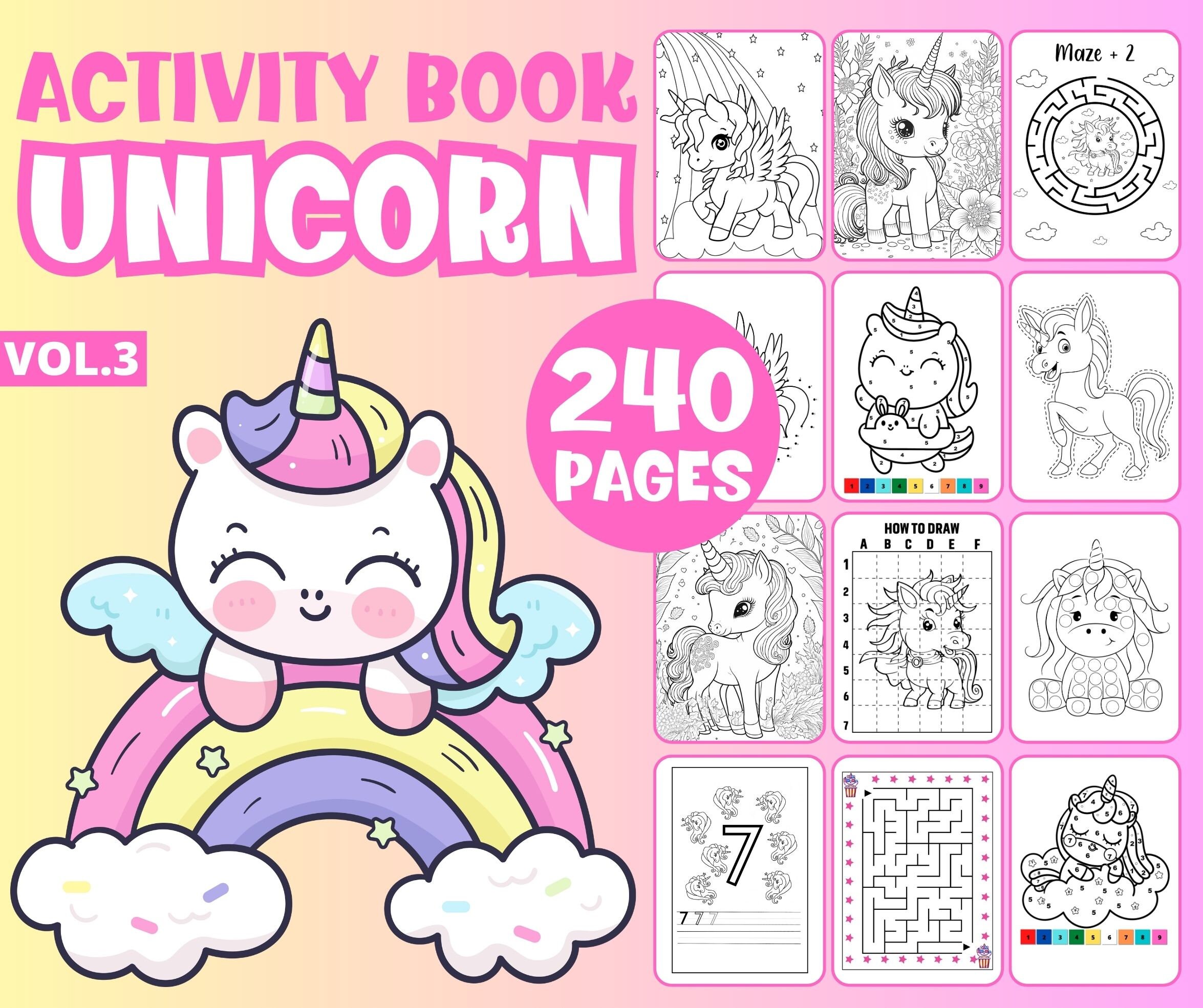 240 Unicorn Activity Pages for Kids: Coloring Book, Mazes, Dot Maker ...