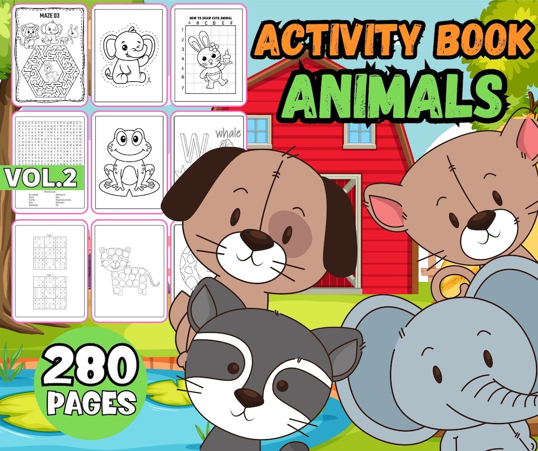 280 Animals Activity Pages for Kids: Coloring Pages, How to Draw, Maze ...