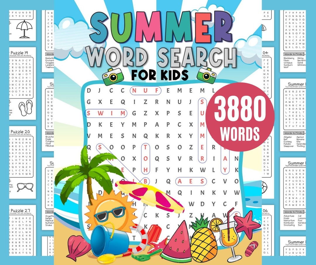 Summer Word Search: Activity Book for Kids With 3880 Word Puzzles ...