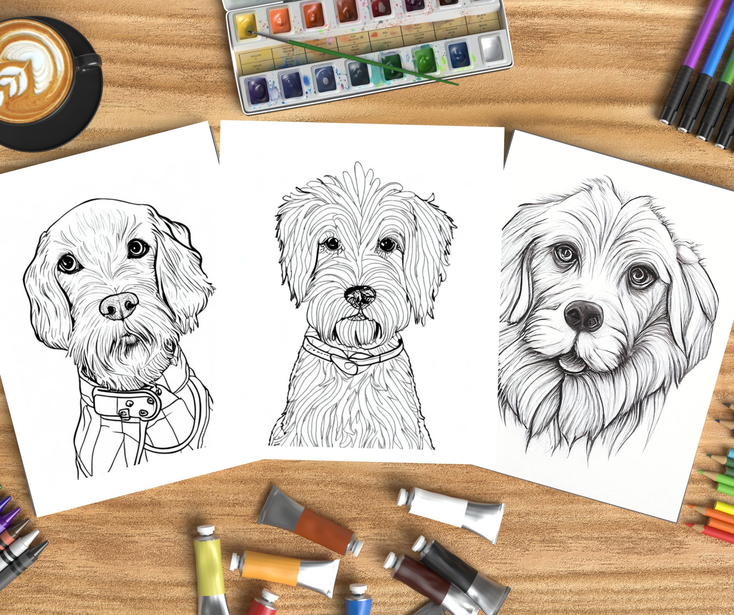 Playful Pups: Digital Kids Coloring Book 210 Dog Illustrations ...