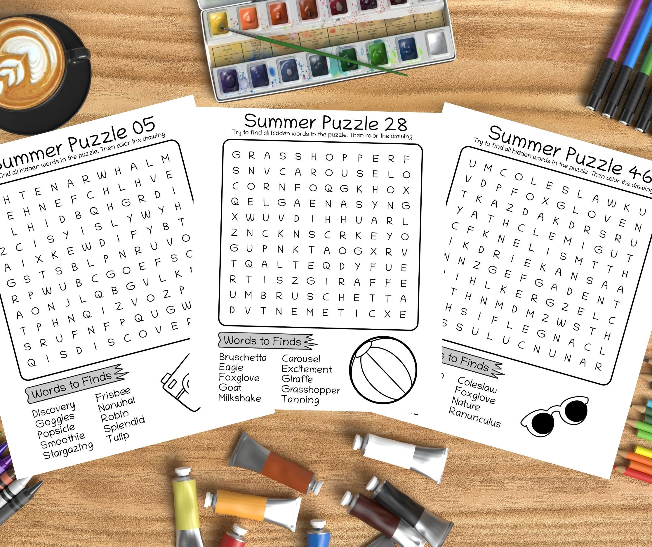 Summer Word Search: Activity Book for Kids With 3880 Word Puzzles ...