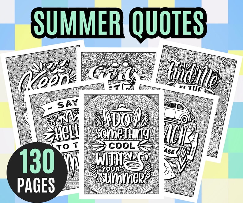 130 Summer Quotes Coloring Pages: Digital Download for Relaxation ...