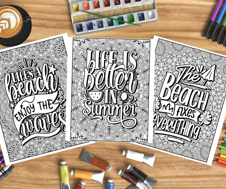 130 Summer Quotes Coloring Pages: Digital Download for Relaxation ...