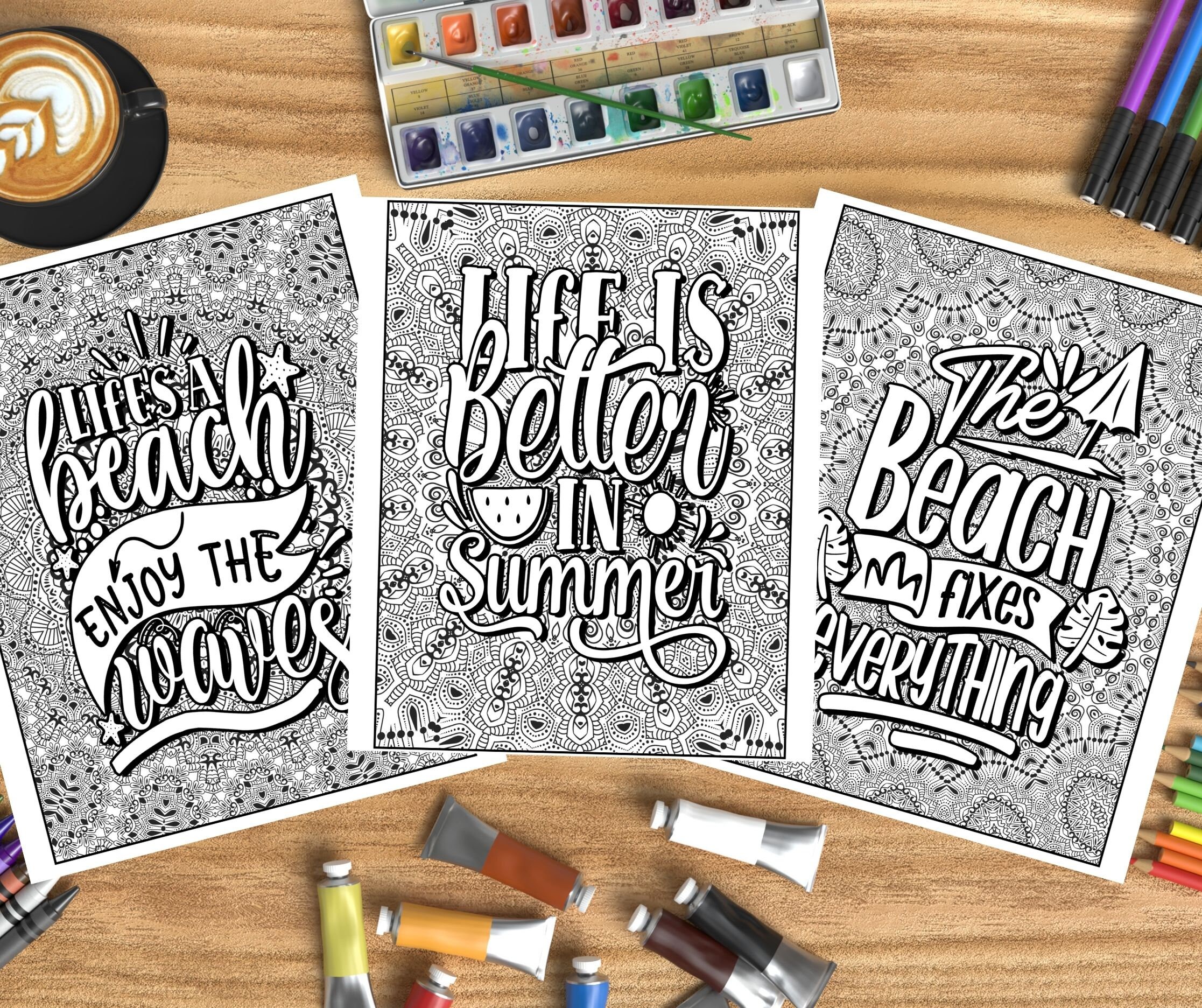 130 Summer Quotes Coloring Pages: Digital Download for Relaxation ...