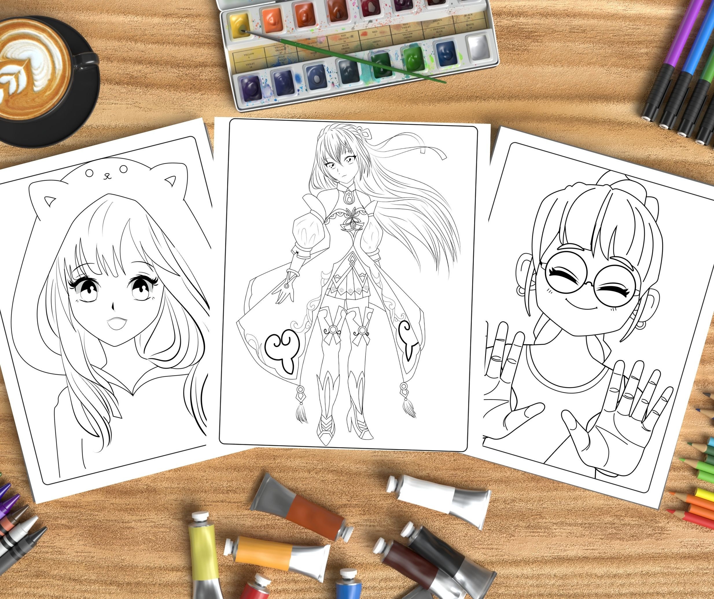 Anime Coloring Pages: Digital Coloring Book for Kids & Teens Spark ...