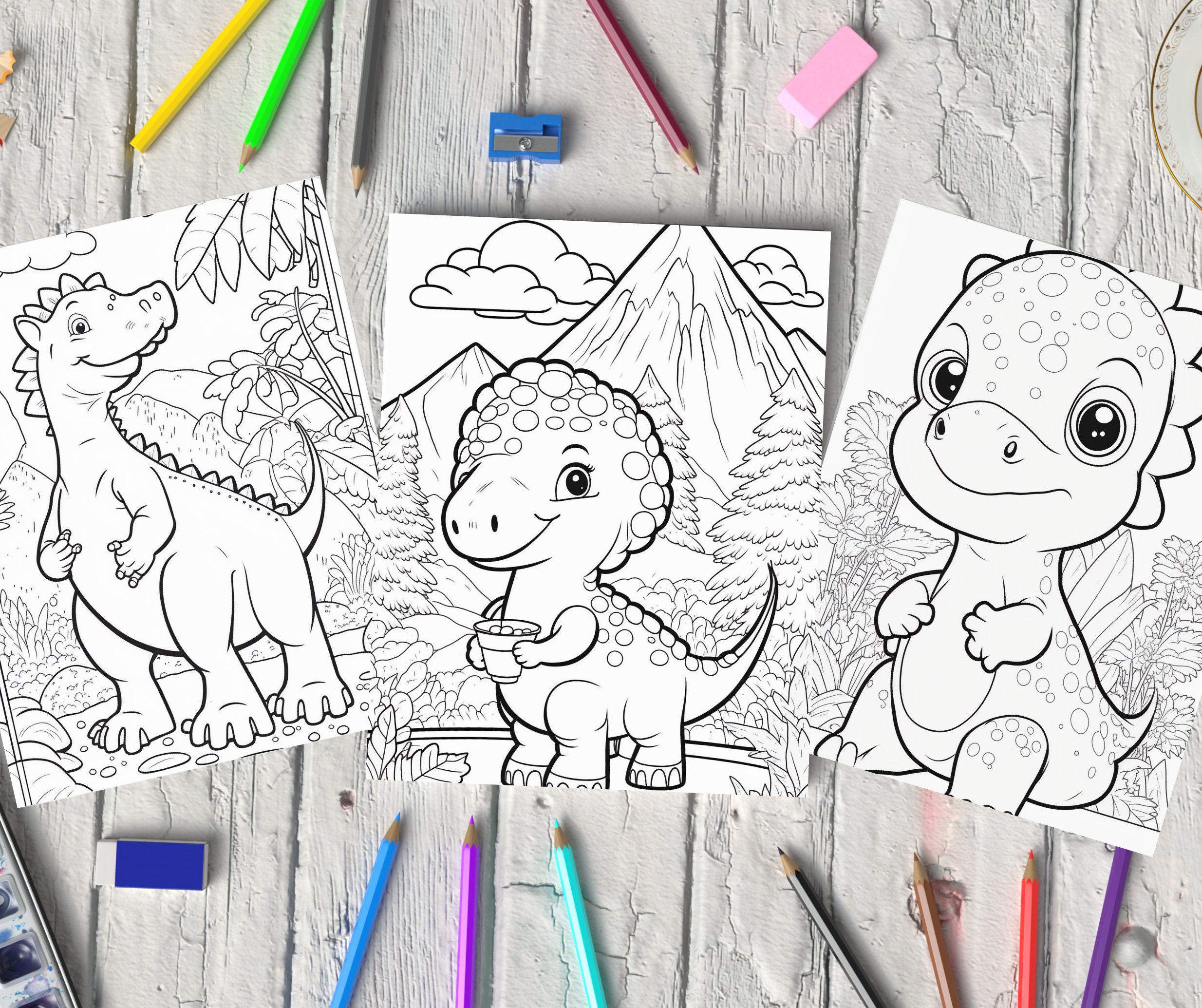 Dinosaur Adventures:digital Kids Coloring Book-430 Illustrations ...