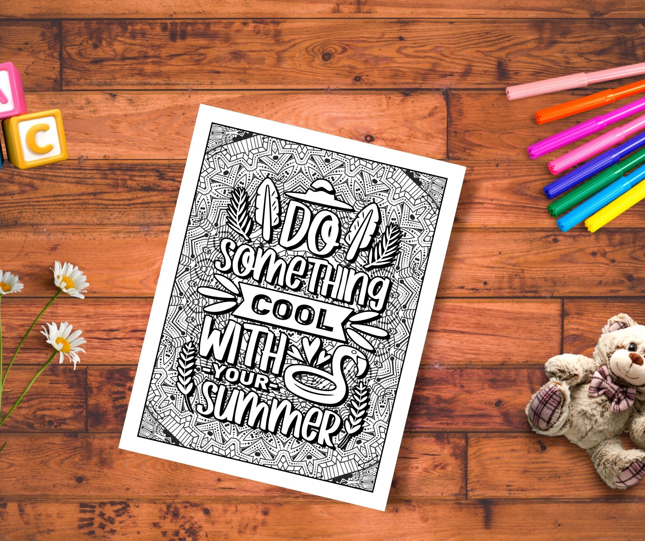 130 Summer Quotes Coloring Pages: Digital Download for Relaxation ...