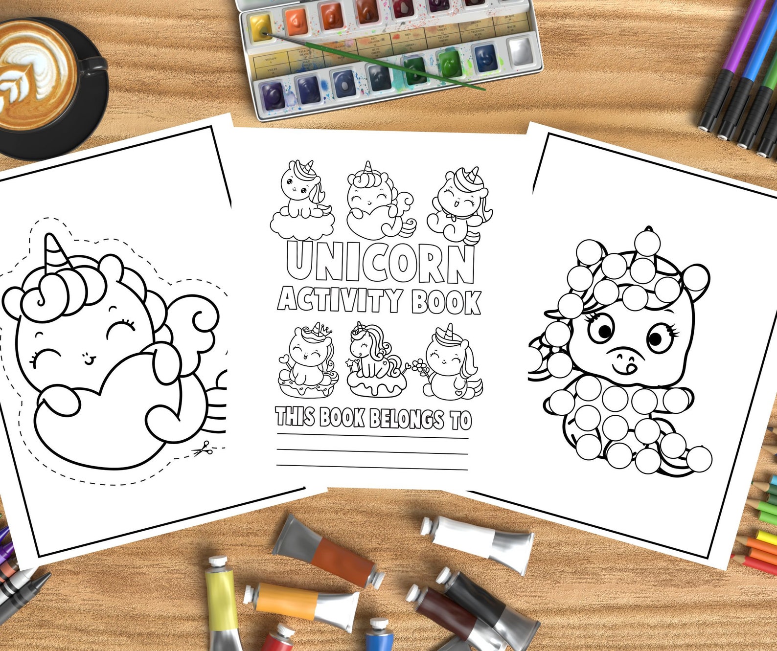 Unicorn Activity Book for Kids: 340 Printable Unicorn Coloring Pages ...