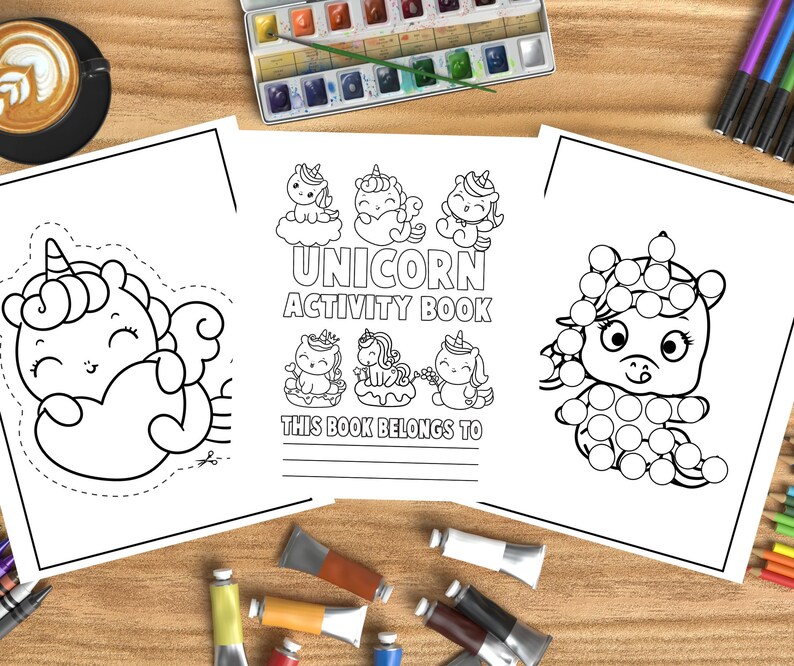Unicorn Activity Book for Kids: 340 Printable Unicorn Coloring Pages ...