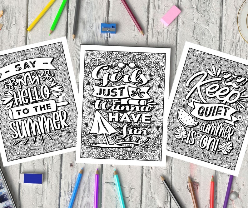 130 Summer Quotes Coloring Pages: Digital Download for Relaxation ...