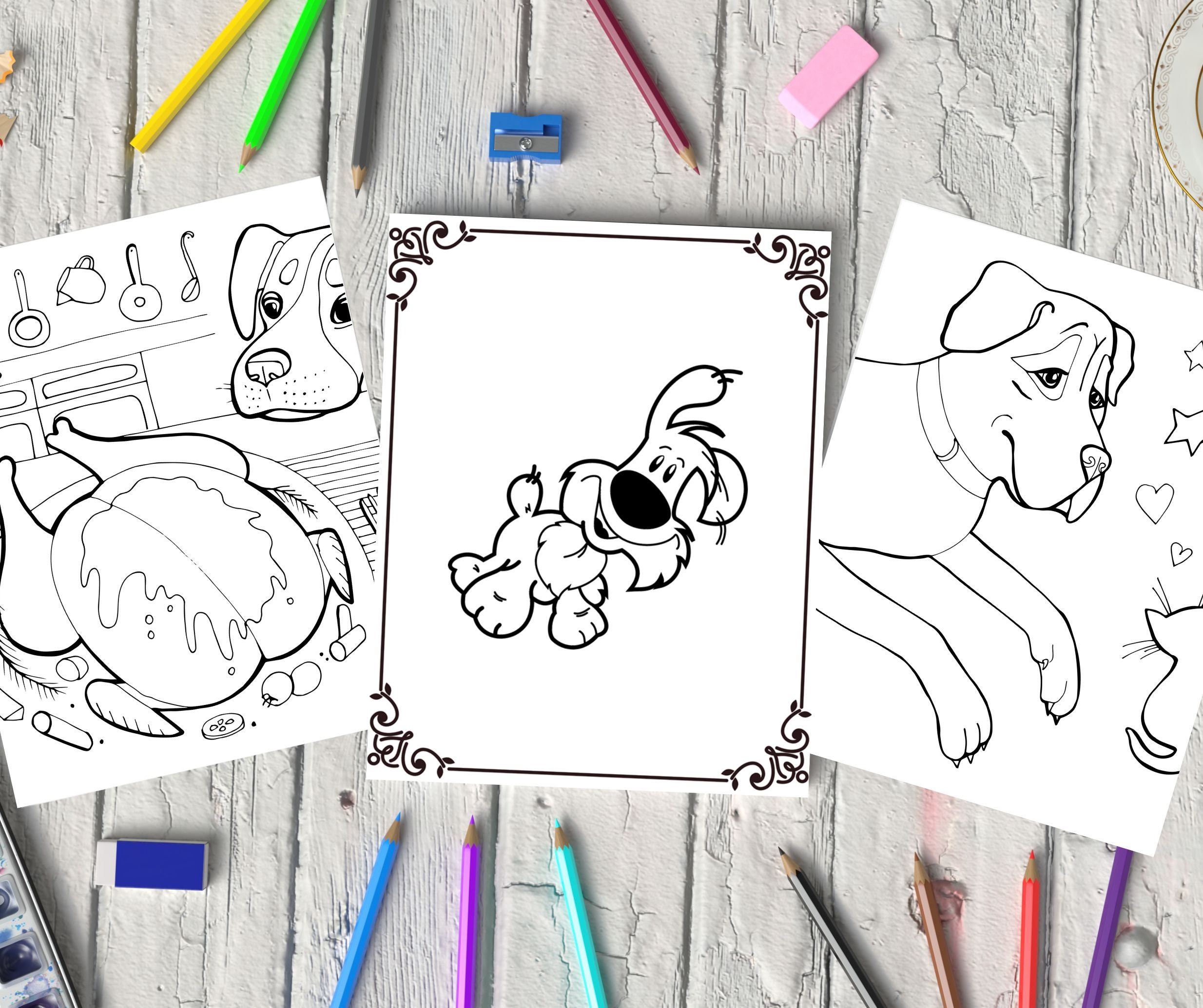 Playful Pups: Digital Kids Coloring Book 210 Dog Illustrations ...