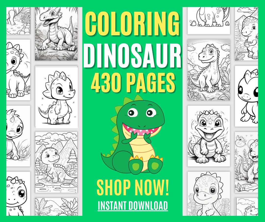 Dinosaur Adventures:digital Kids Coloring Book-430 Illustrations ...