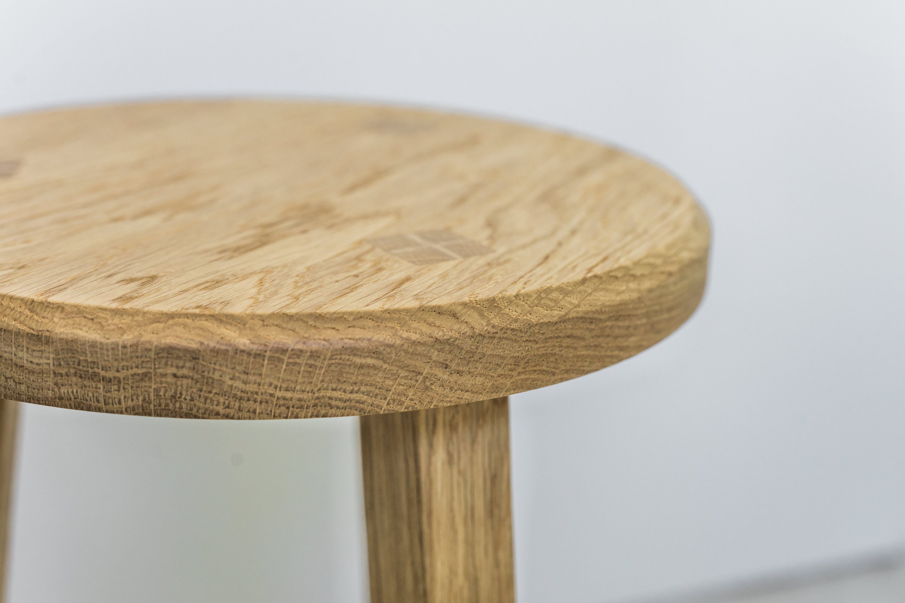 Wooden Stool, Three Legged Oak Stool, Bathroom Stool, Handmade Side ...