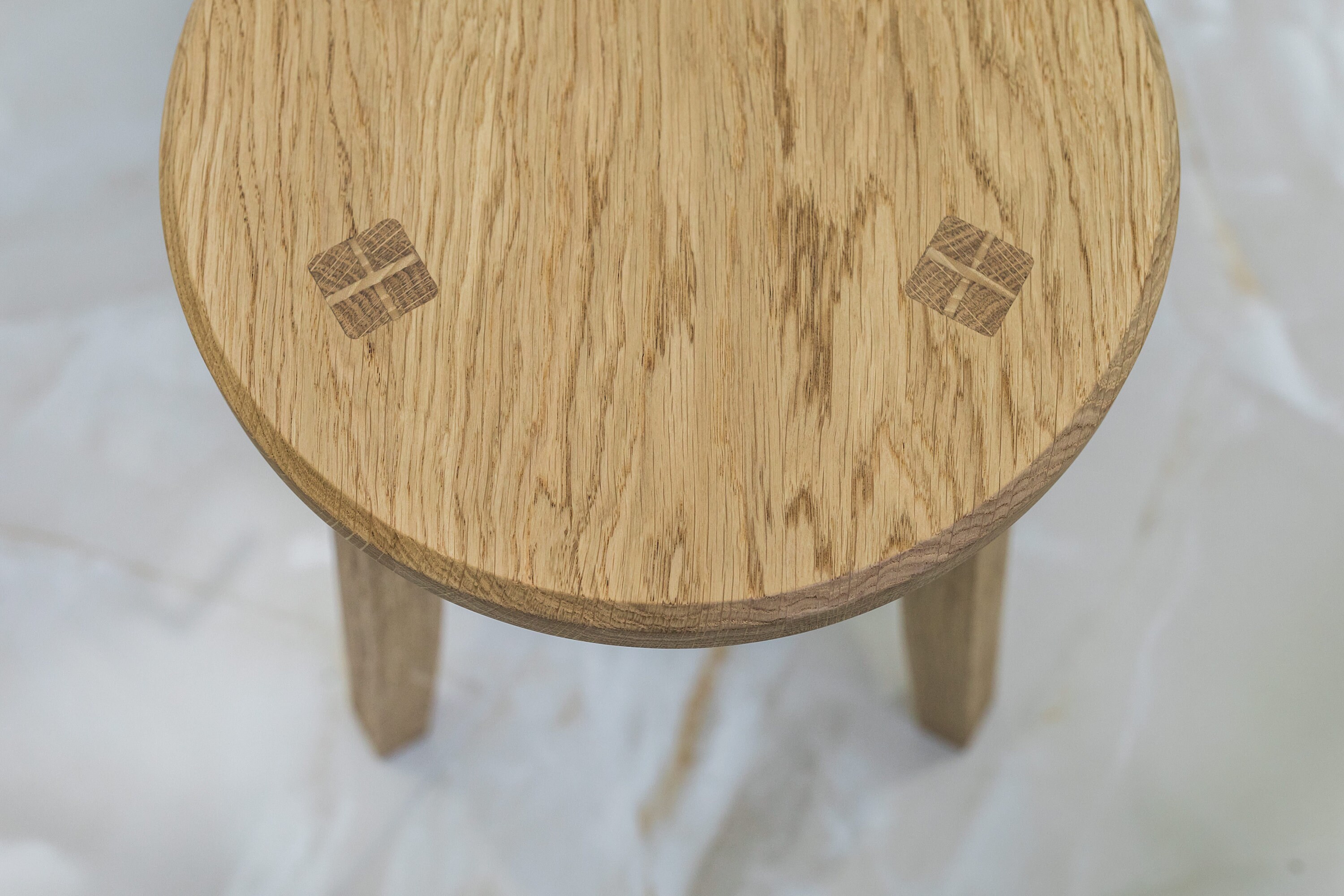 Wooden Stool, Three Legged Oak Stool, Bathroom Stool, Handmade Side ...