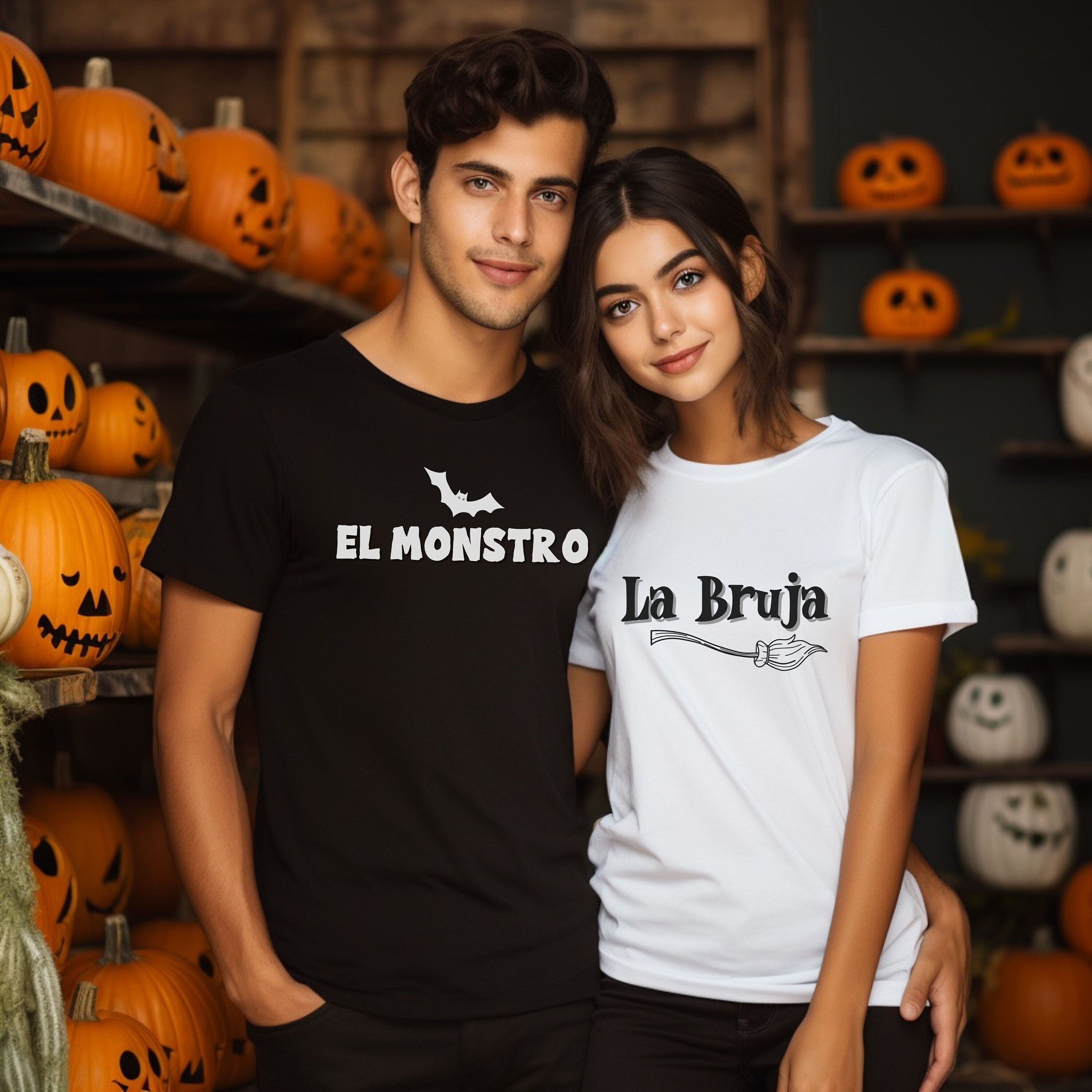 El Monstro Y La Bruja Halloween Couple Shirts, Witch and Monster Tee ...