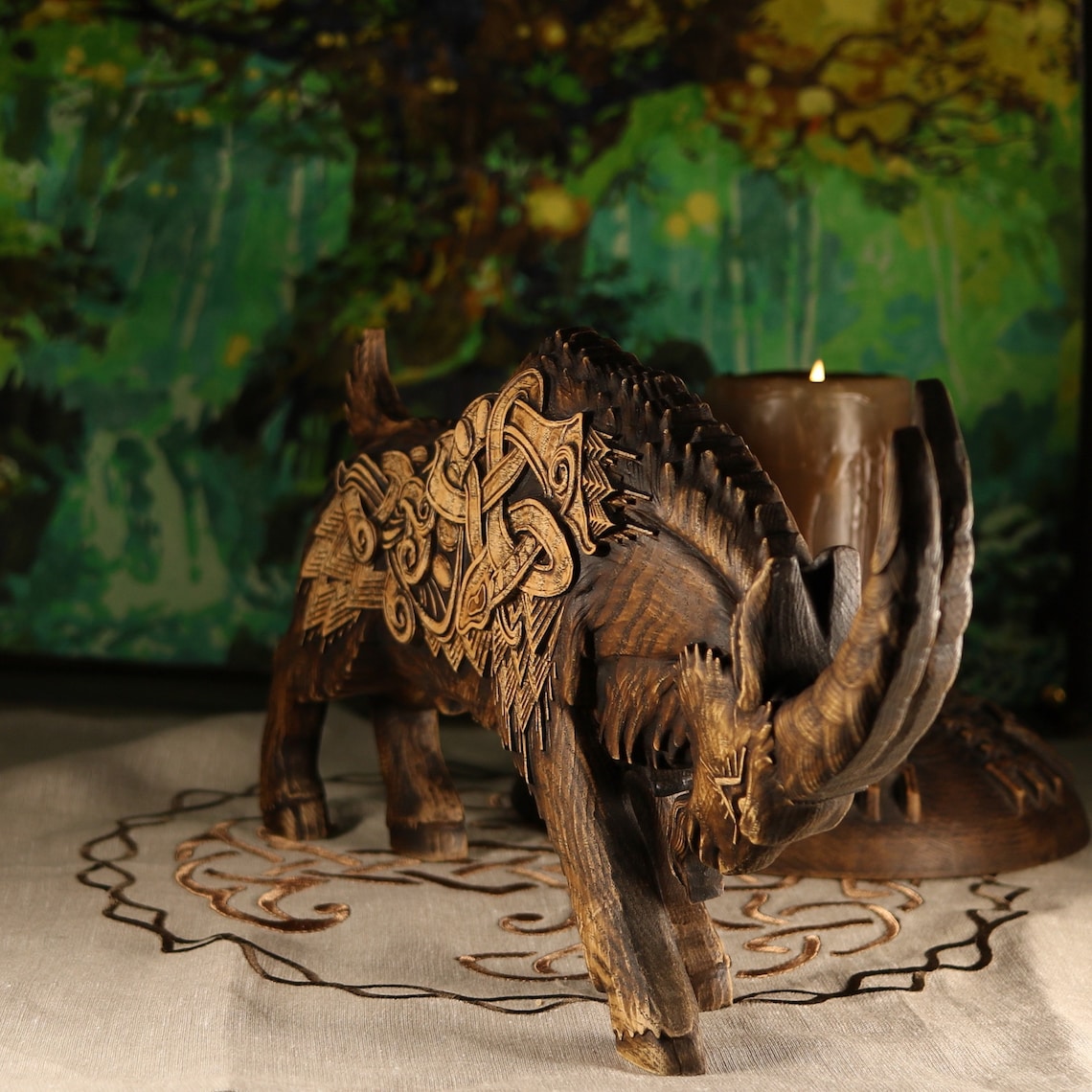 Goat Statue Viking Goat Goat Figurine Viking Wood Carving - Etsy