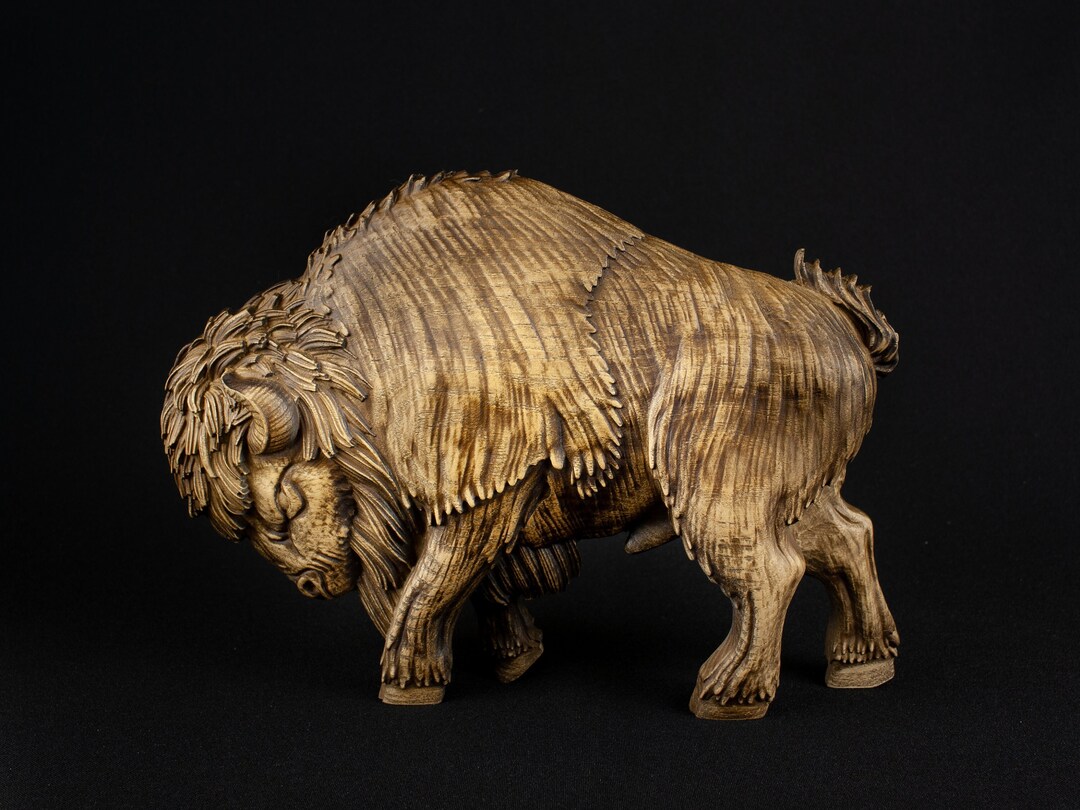 American Bison Wooden Animal Figurines Bison Decor Bison Art Buffalo ...