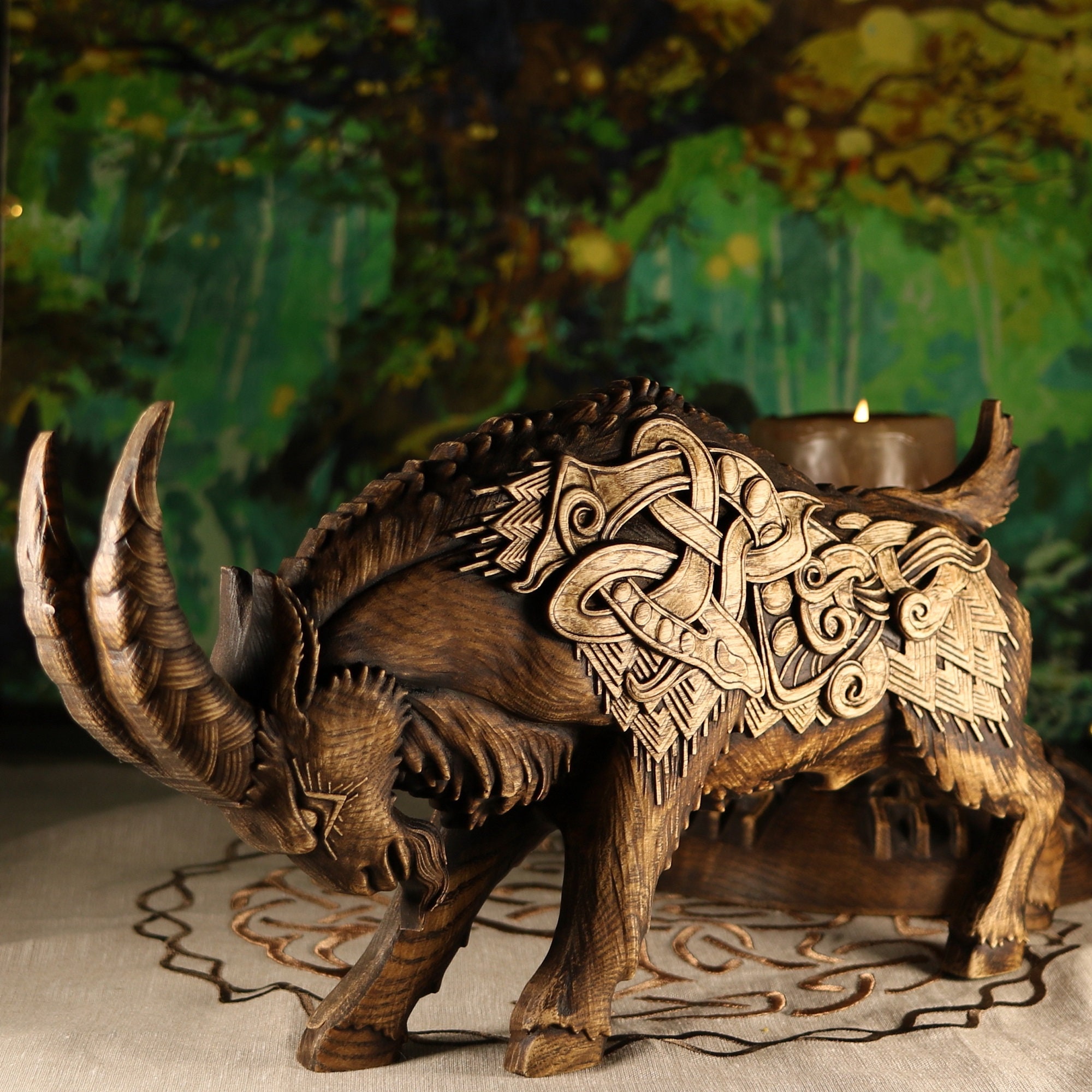 Goat Statue, Viking Goat, Goat Figurine, Viking Wood Carving Norse ...