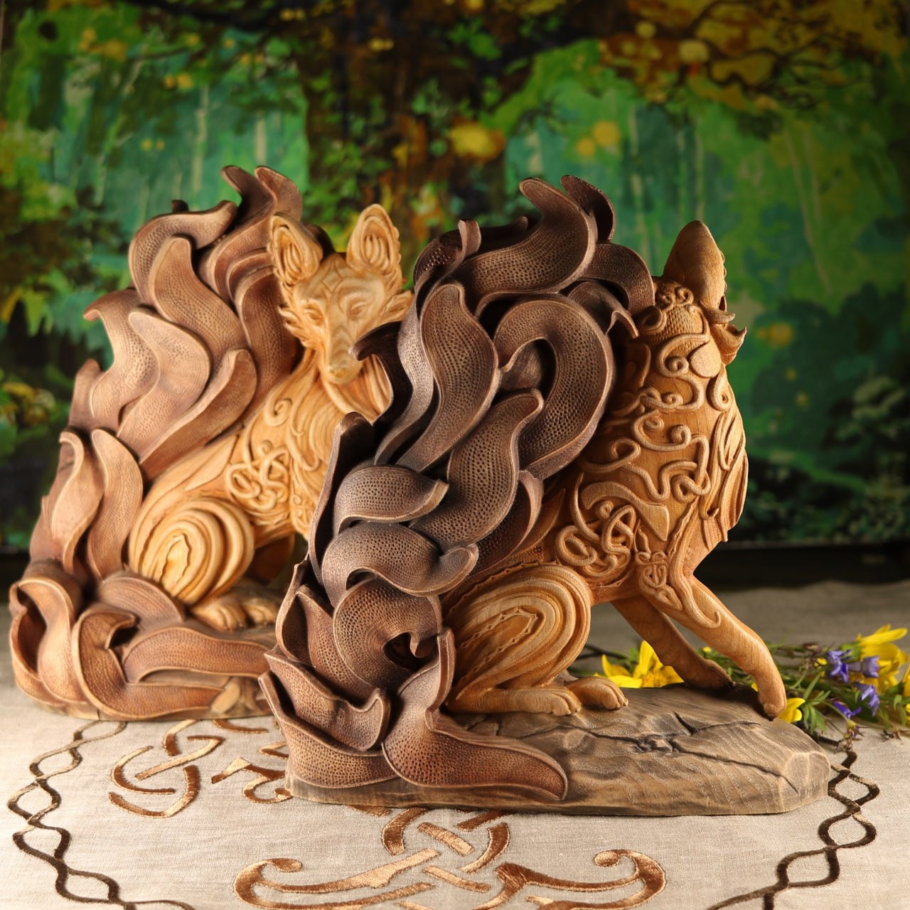 Kitsune Fox Japanese Fox Japanese Mythology Fox Statue Wooden Fox ...