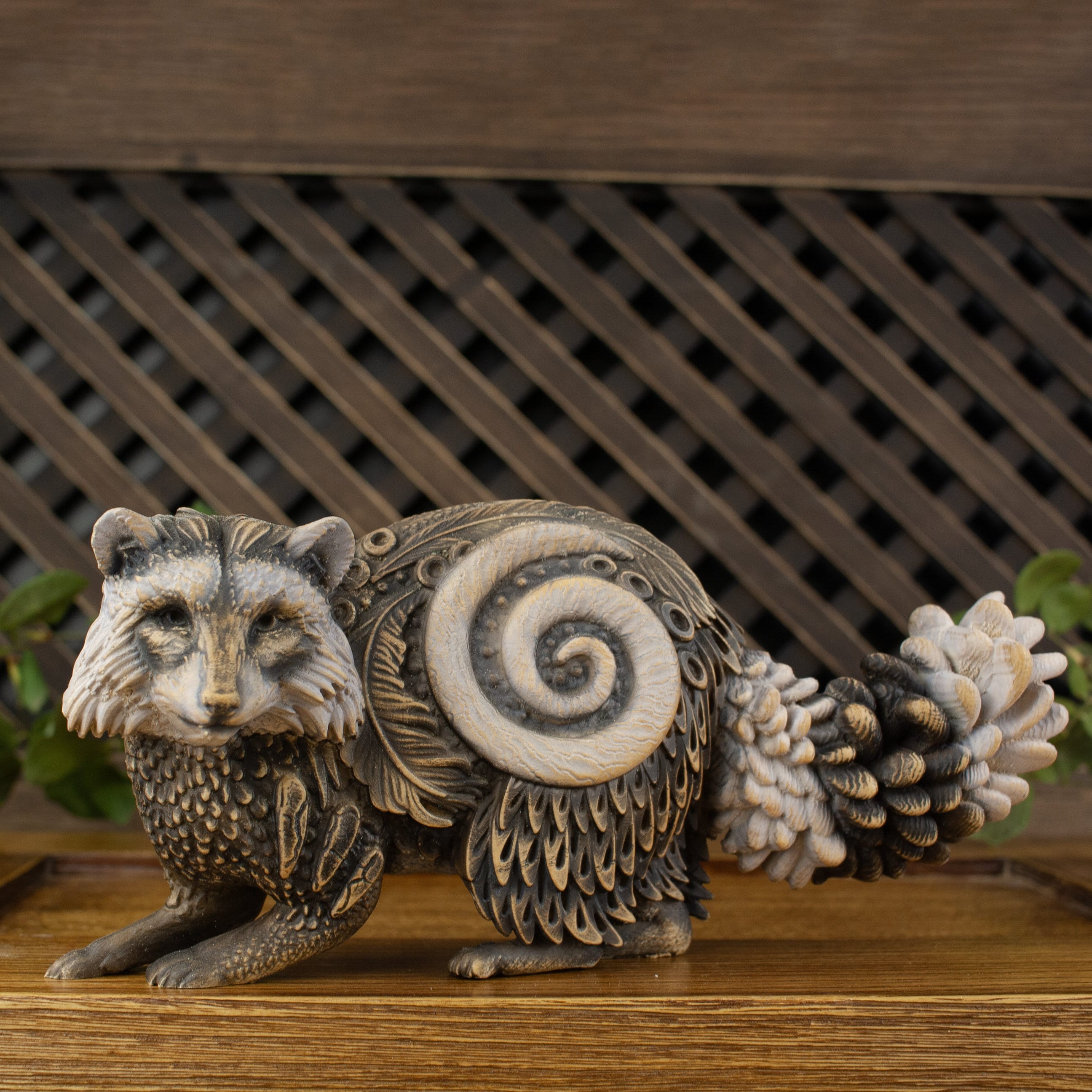 Raccoon Raccoon Figurine Tanuki Statue Raccoon Dog Wood Animal Tanuki ...