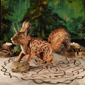 Ratatoskr Wood Sculpture: Norse Mythology Squirrel Altar Decor - Etsy