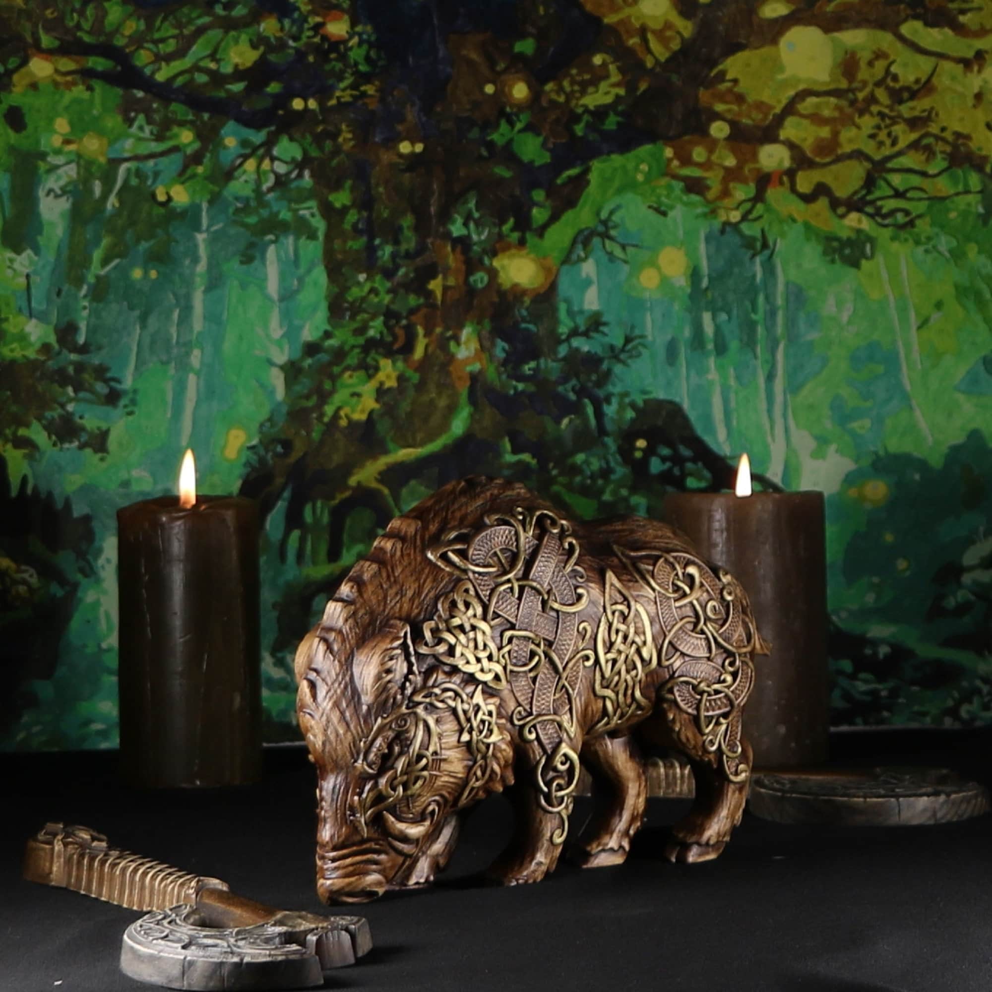 Gullinbursti, Celtic Boar, Wooden Wild Boar Viking Decor Norse ...
