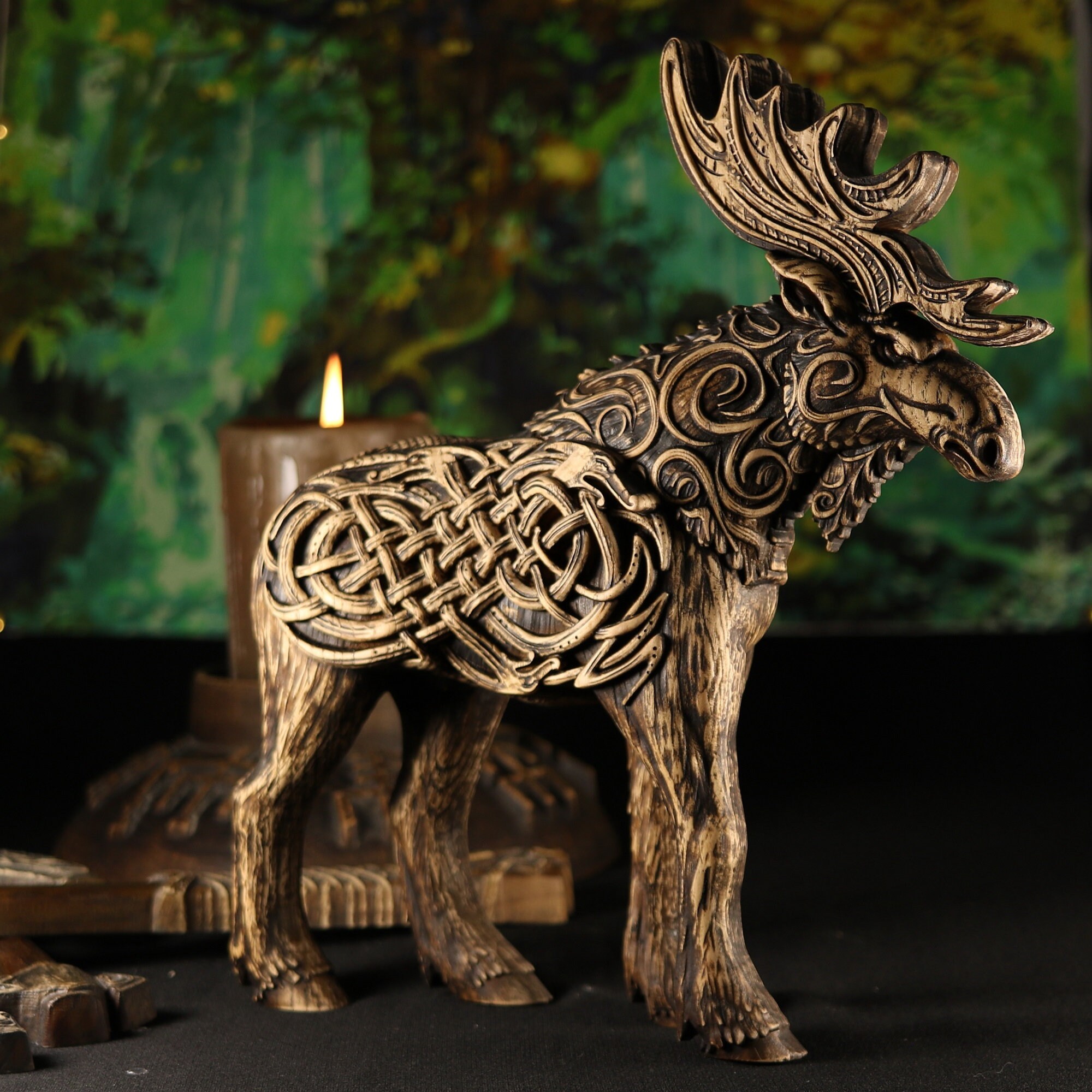 Norse Pagan, Moose Statue, Elk, Norse Mythology, Wooden Moose, Moose ...