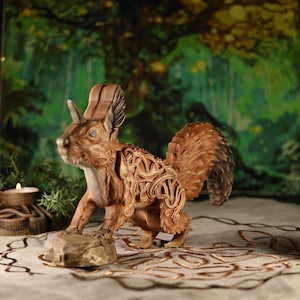 Ratatoskr Wood Sculpture: Norse Mythology Squirrel Altar Decor - Etsy