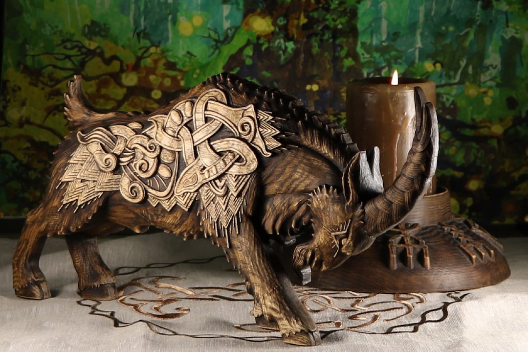 Goat Statue, Viking Goat, Goat Figurine, Viking Wood Carving Norse ...