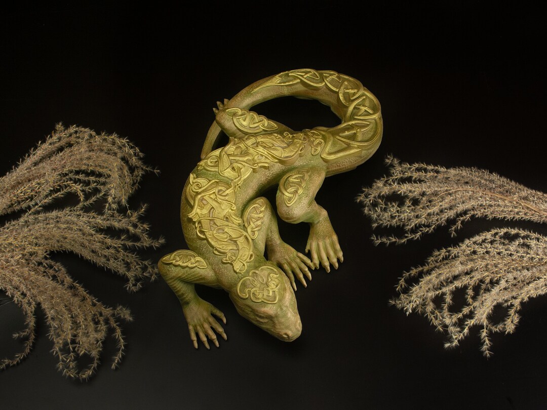 Lizard Statue Wooden Lizard Lizard Figurine Lizard Dragon Reptile ...