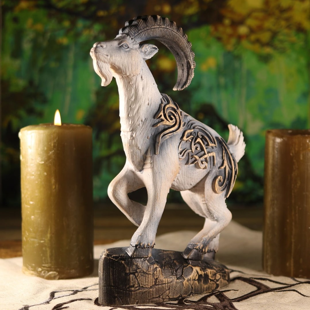 Goat Statue Mountain Goat Goat Figurine Wood Goat Viking Goat Viking ...