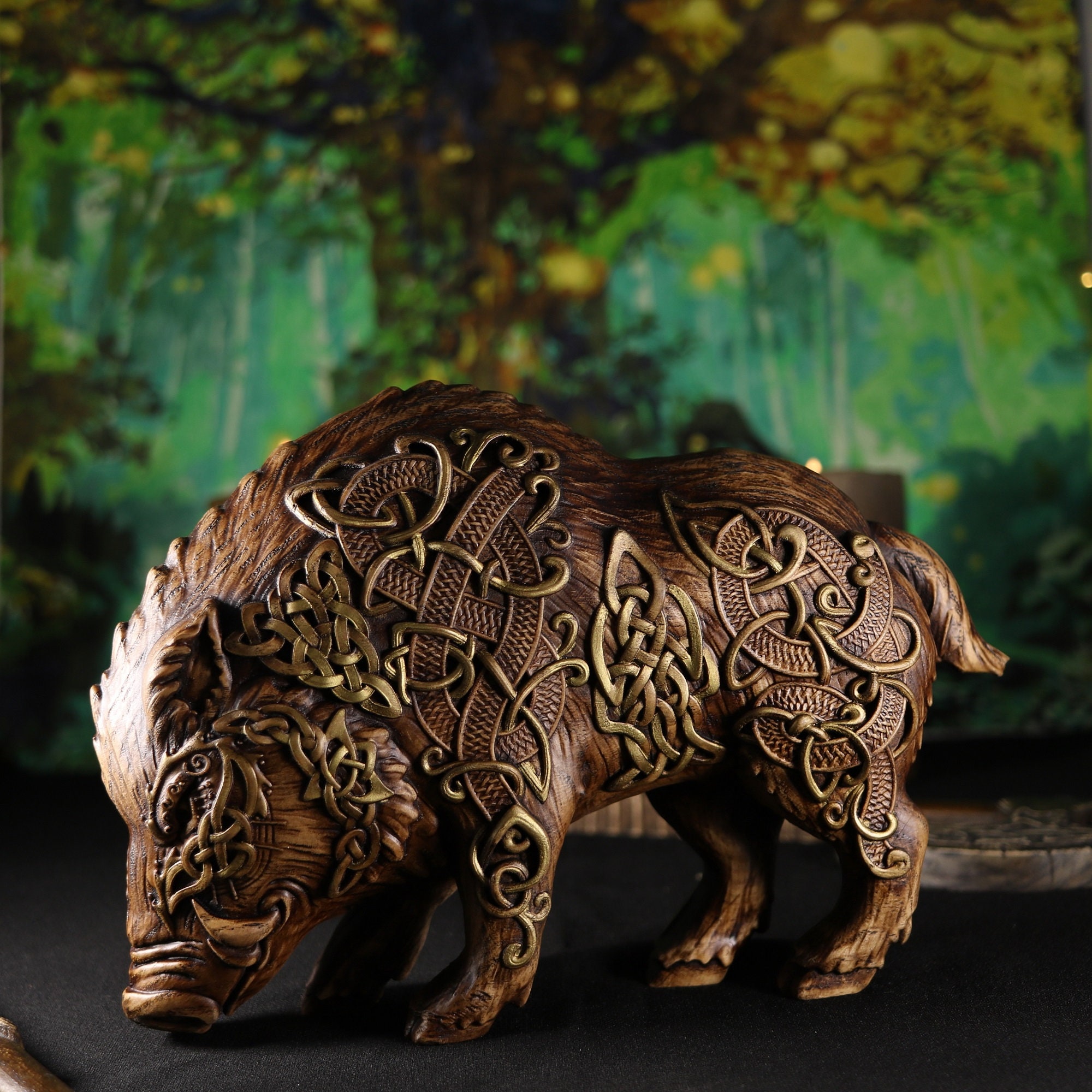 Gullinbursti, Celtic Boar, Wooden Wild Boar Viking Decor Norse ...