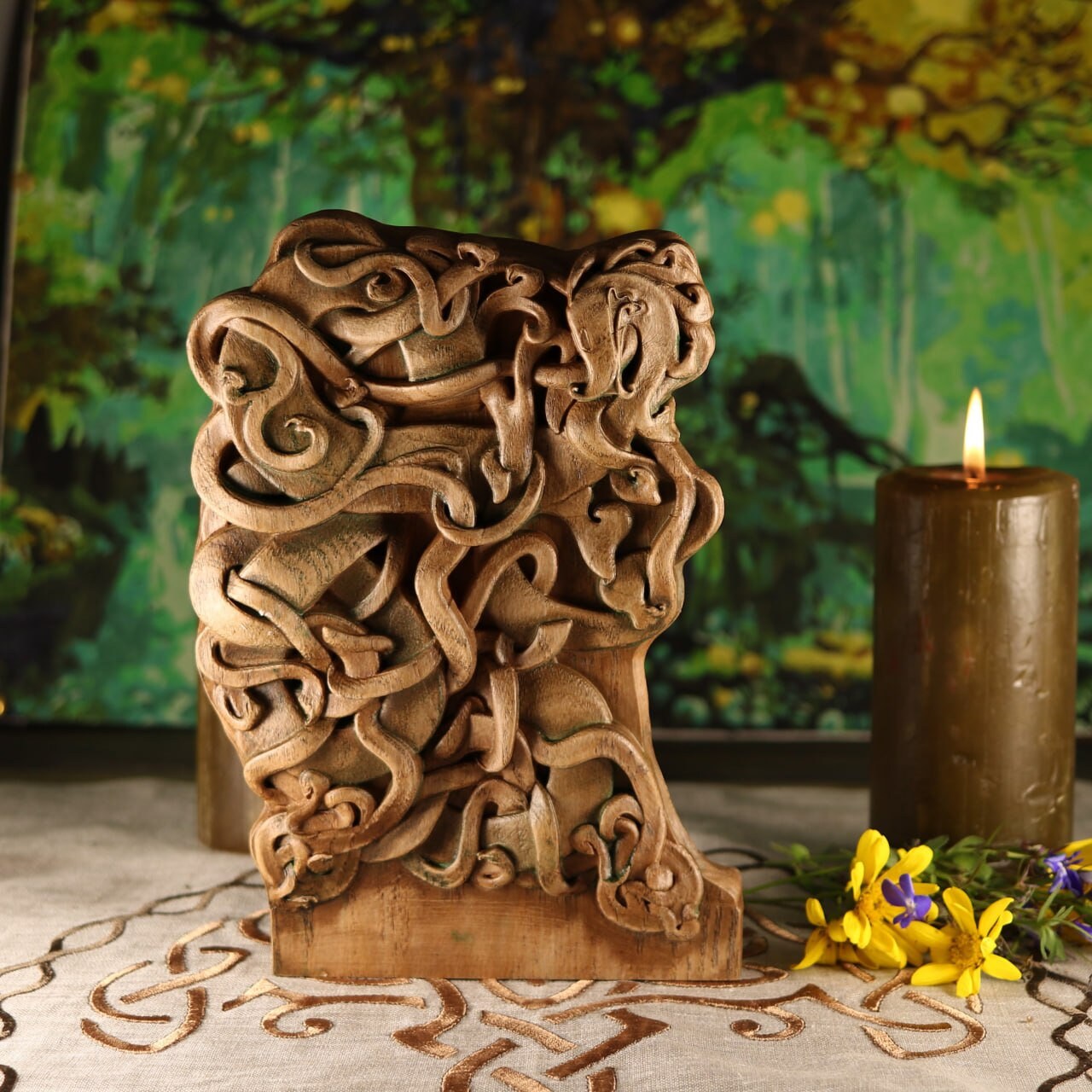 Thor Norse Gods Thor Statue Wood Carving Odin Statue Norse Pagan Norse ...