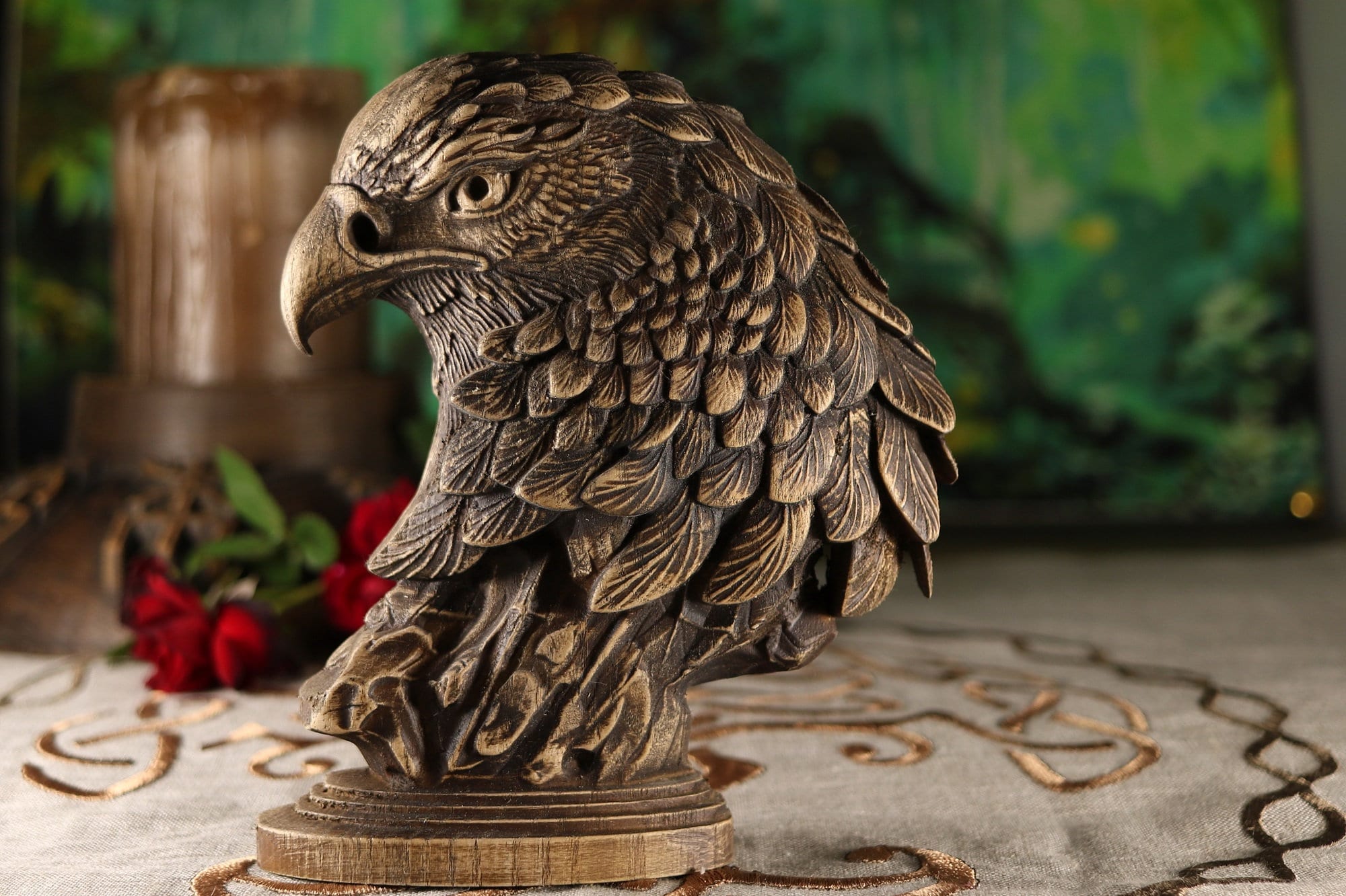 Maori, Eagle Figurine Wooden Eagle Head, Bald Eagle Statue Bird Statue ...