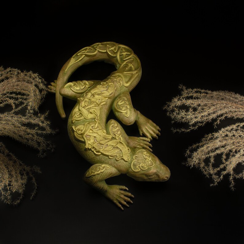 Lizard Statue Wooden Lizard Lizard Figurine Lizard Dragon Reptile ...