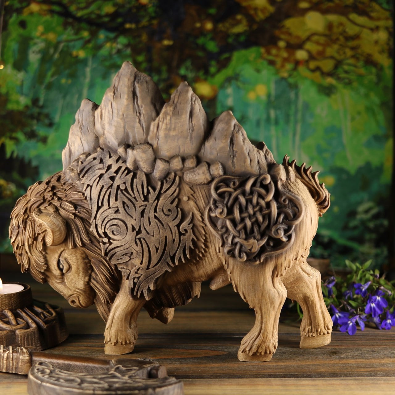 Bison Figurine Bison Statue Bison Carving American Buffalo Statue ...