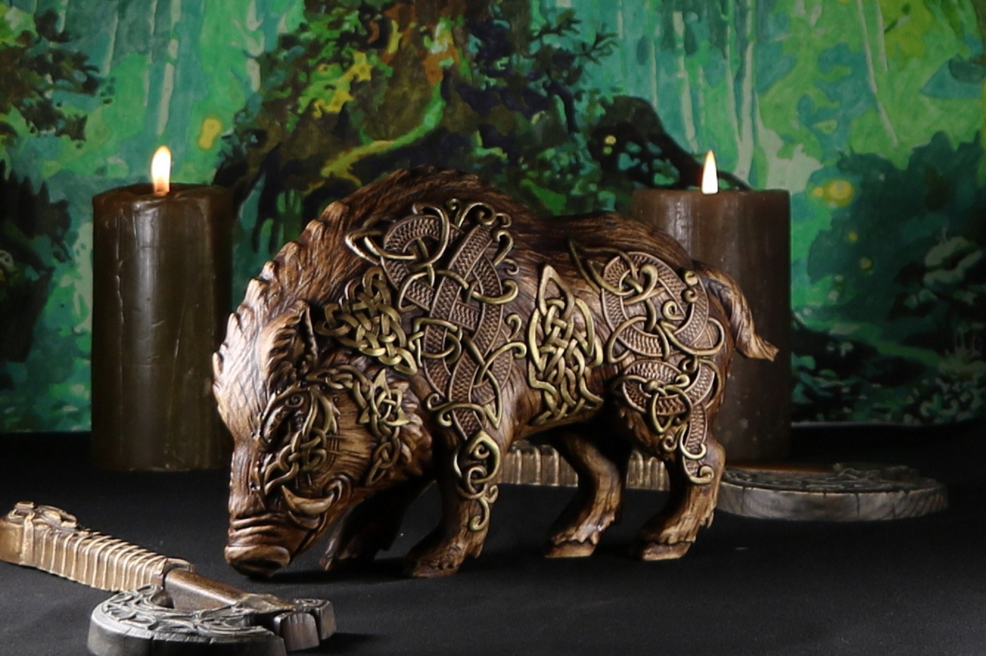 Gullinbursti, Celtic Boar, Wooden Wild Boar Viking Decor Norse ...