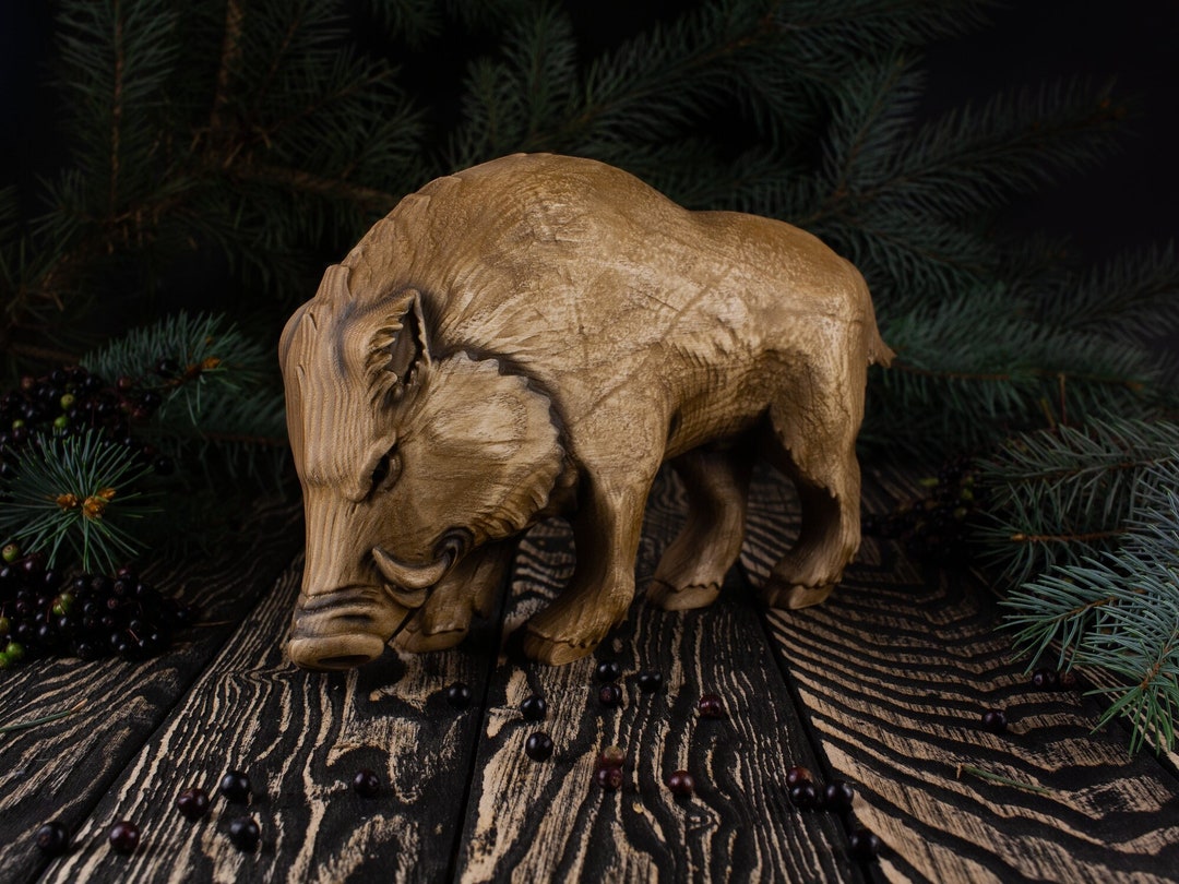 Boar Figurine Pig Figueine Boar Statue Wild Hog Pig Statue Boar Wooden ...