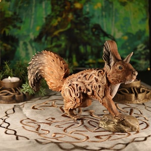 Ratatoskr Wood Sculpture: Norse Mythology Squirrel Altar Decor - Etsy