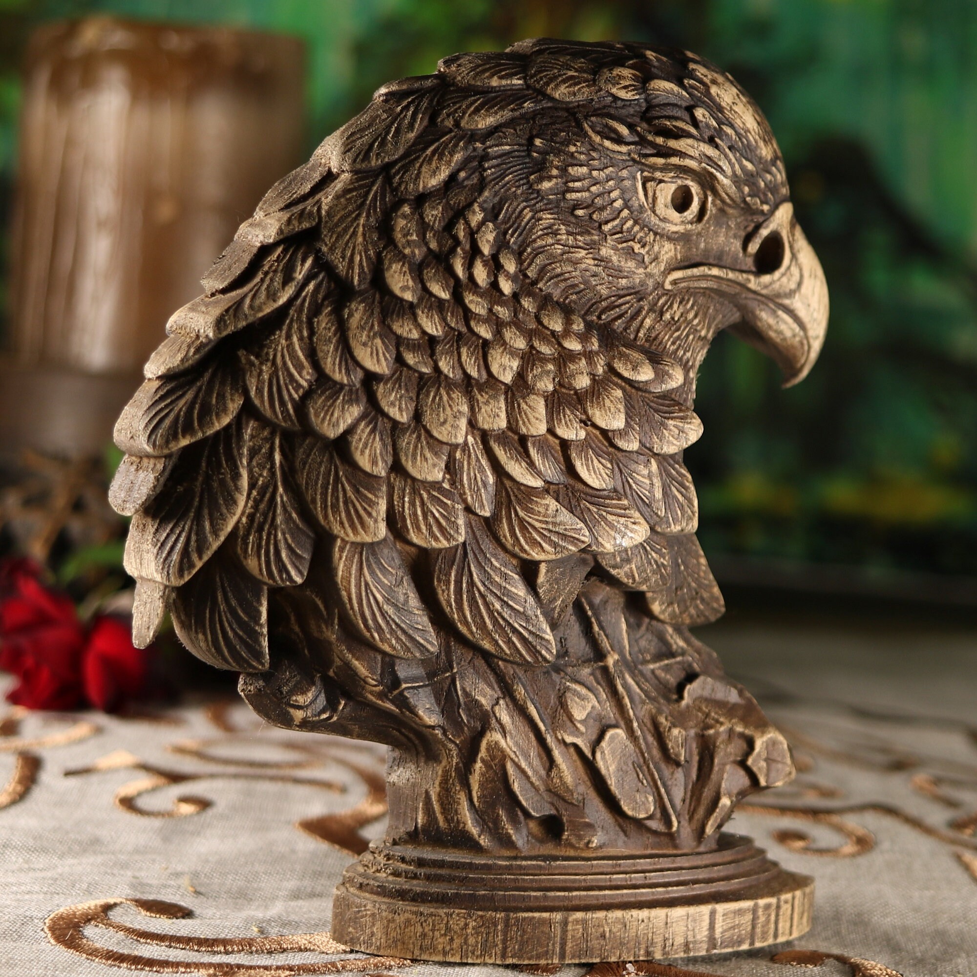 Maori, Eagle Figurine Wooden Eagle Head, Bald Eagle Statue Bird Statue ...