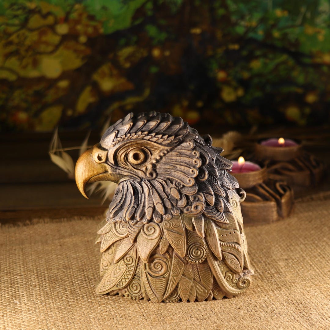 Falcon Statue Peregrine Falcon Falcon Figurine Falcon Head Woodcarved ...