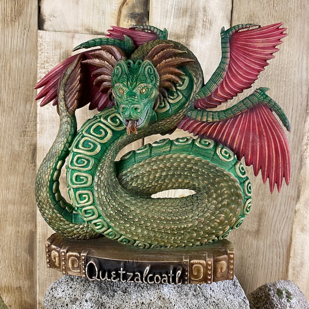 Quetzalcoatl Feathered Serpent Kukulkan Quetzalcoatl Statue Mayan Dragon Aztec God Aztec Art ...