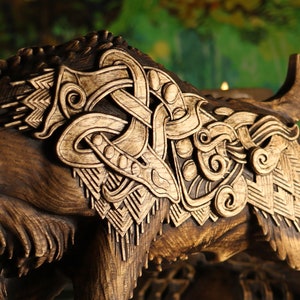 Goat Statue, Viking Goat, Goat Figurine, Viking Wood Carving Norse ...