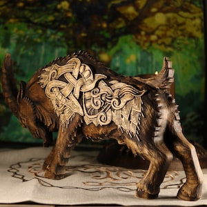Goat Statue, Viking Goat, Goat Figurine, Viking Wood Carving Norse ...