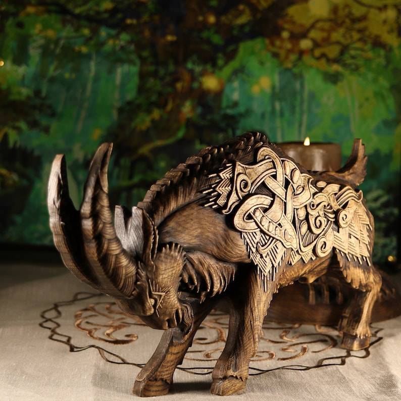 Goat Statue, Viking Goat, Goat Figurine, Viking Wood Carving Norse ...