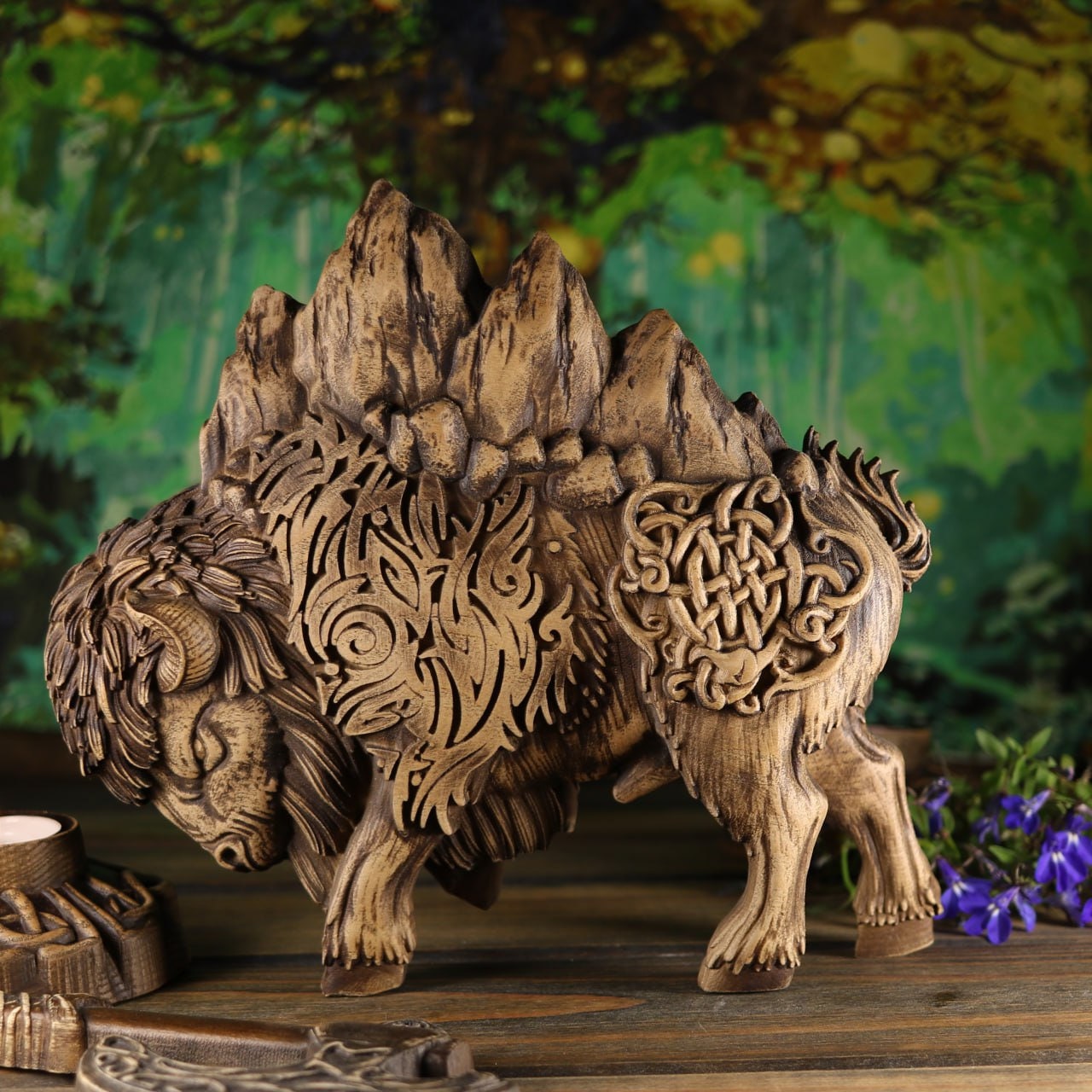 Bison Figurine Bison Statue Bison Carving American Buffalo Statue ...