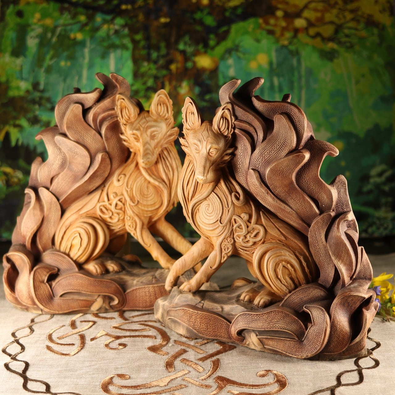 Kitsune Fox Japanese Fox Japanese Mythology Fox Statue Wooden Fox ...